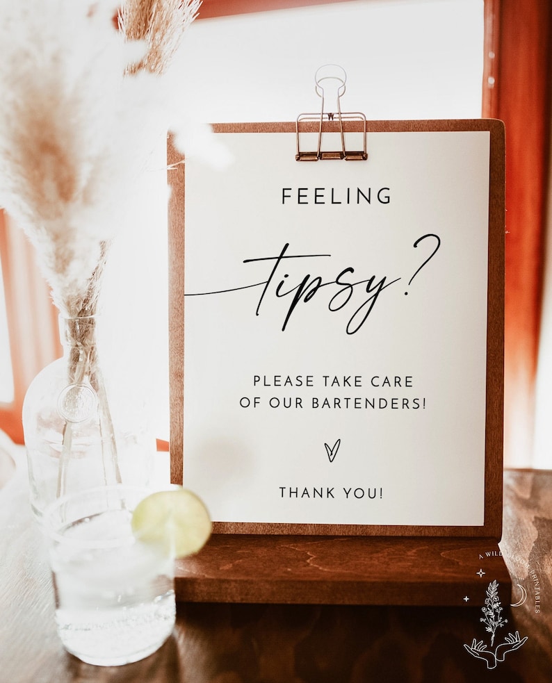 Bartender Tip Sign Template Modern Minimalist Wedding Tip - Etsy