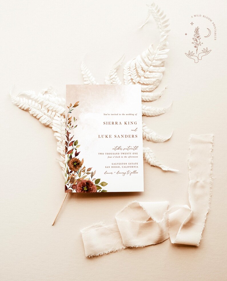 Rustic Fall Wedding Invitation Template Autumn Wedding | Etsy