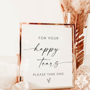 Happy Tears Sign Template, Wedding Tissues Sign, Modern Minimalist ...