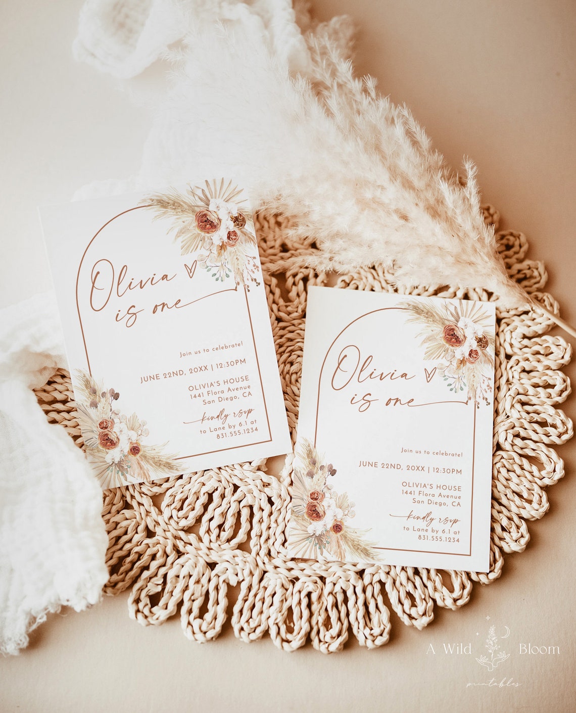 Boho Birthday Party Invitation First Birthday Party Invite - Etsy