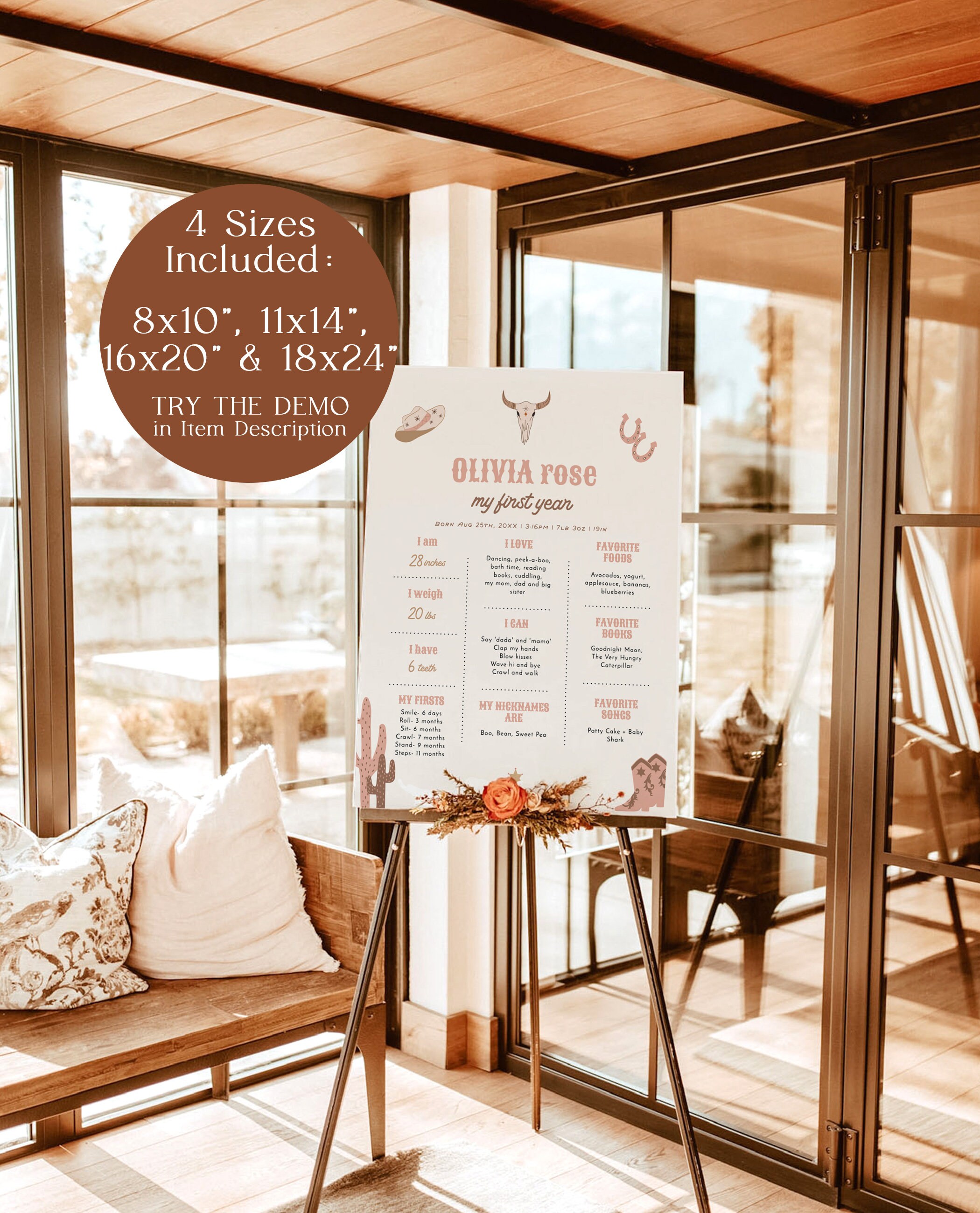 First Rodeo 1st Birthday Milestone Sign Wild West Birthday - Etsy