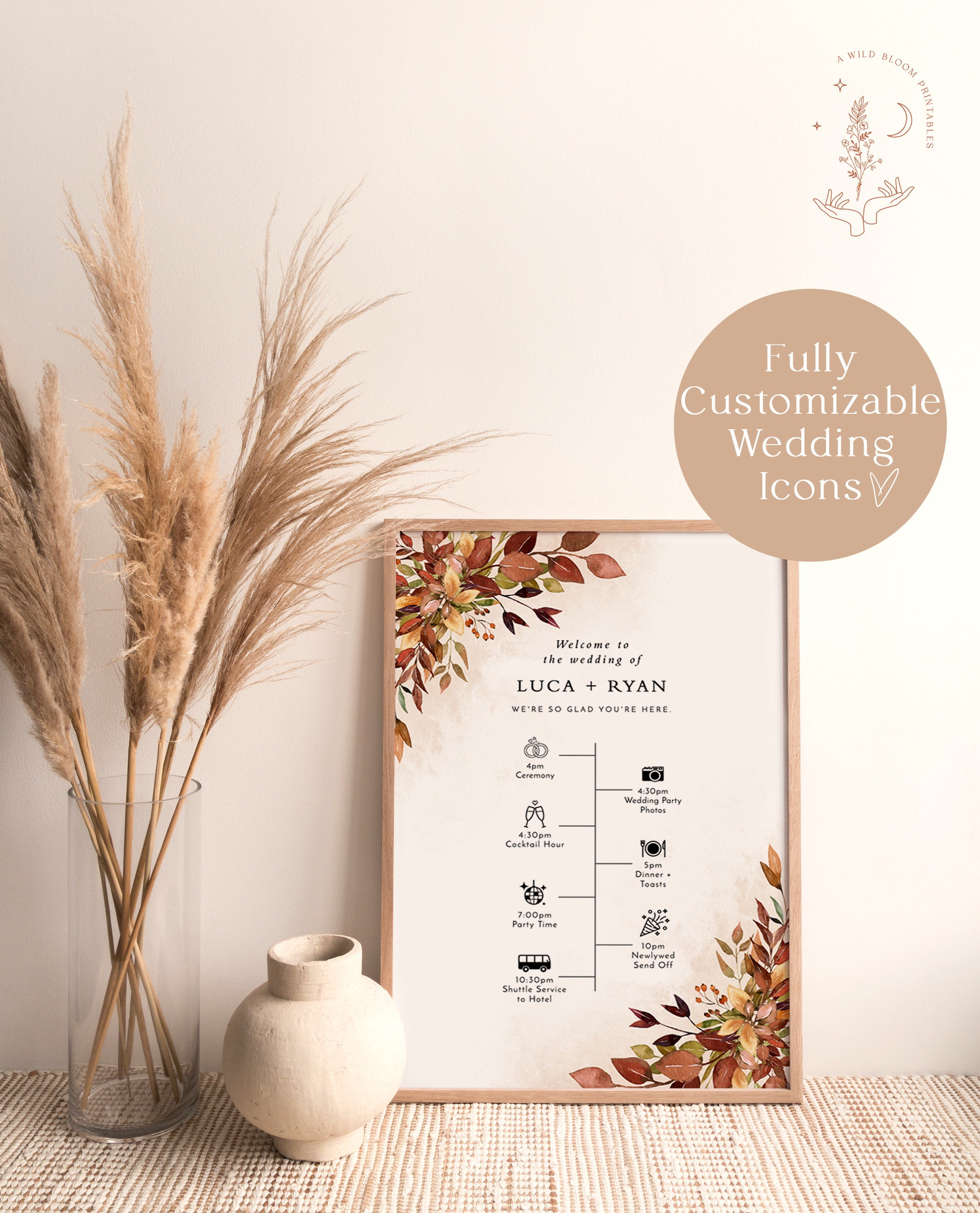 Fall Wedding Timeline Template Welcome Timeline Poster | Etsy