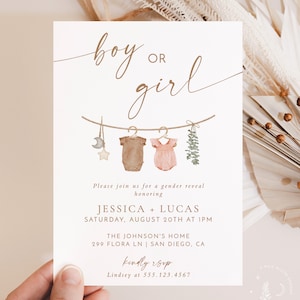 Gender Reveal Invitation Template, Modern Gender Neutral Reveal Invite ...