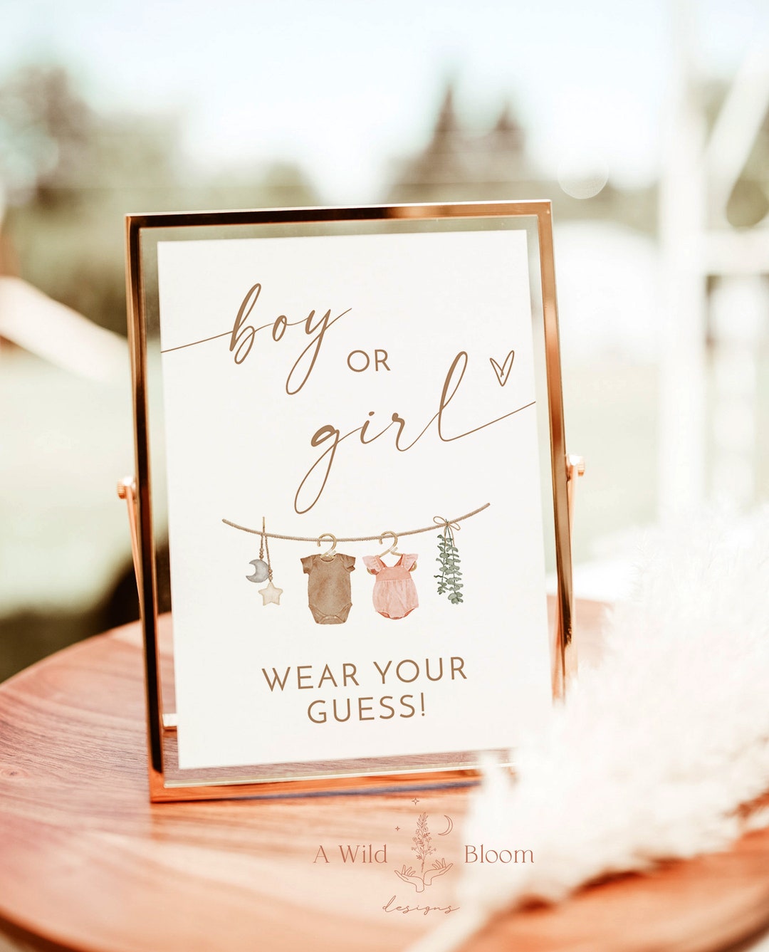Wear Your Guess Game Sign, Boy or Girl What Will Baby Be, Gender ...