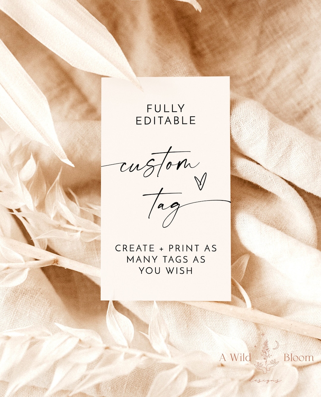 Editable Tag Template, Minimalist Welcome Tag Template, Wedding Welcome ...