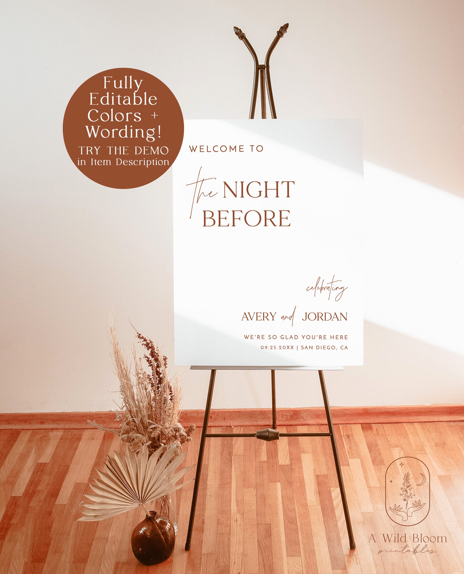 The Night Before Welcome Sign, Modern Wedding Rehearsal Welcome Sign ...