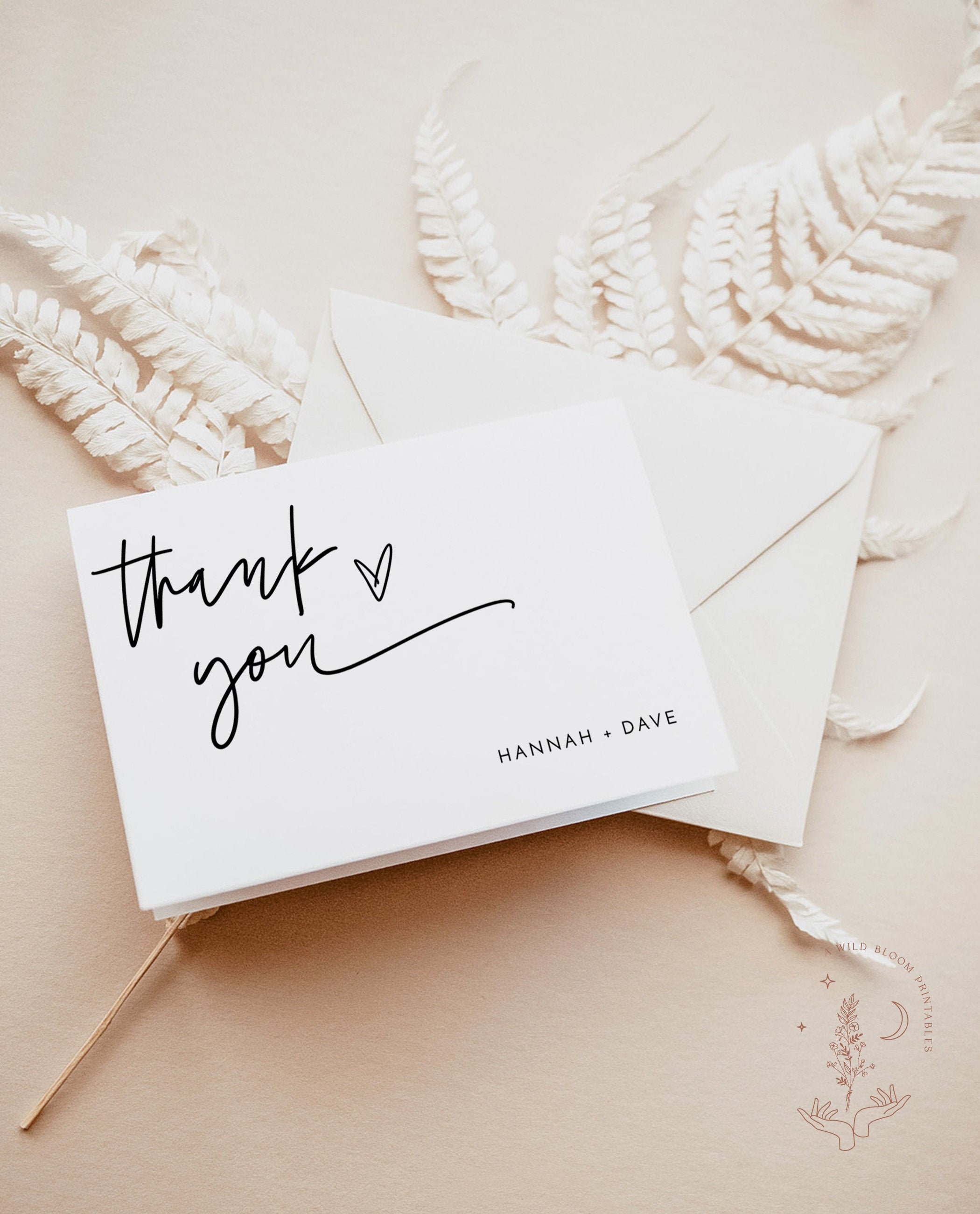 Minimalist Thank You Card Template Editable Thank You Cards | Etsy