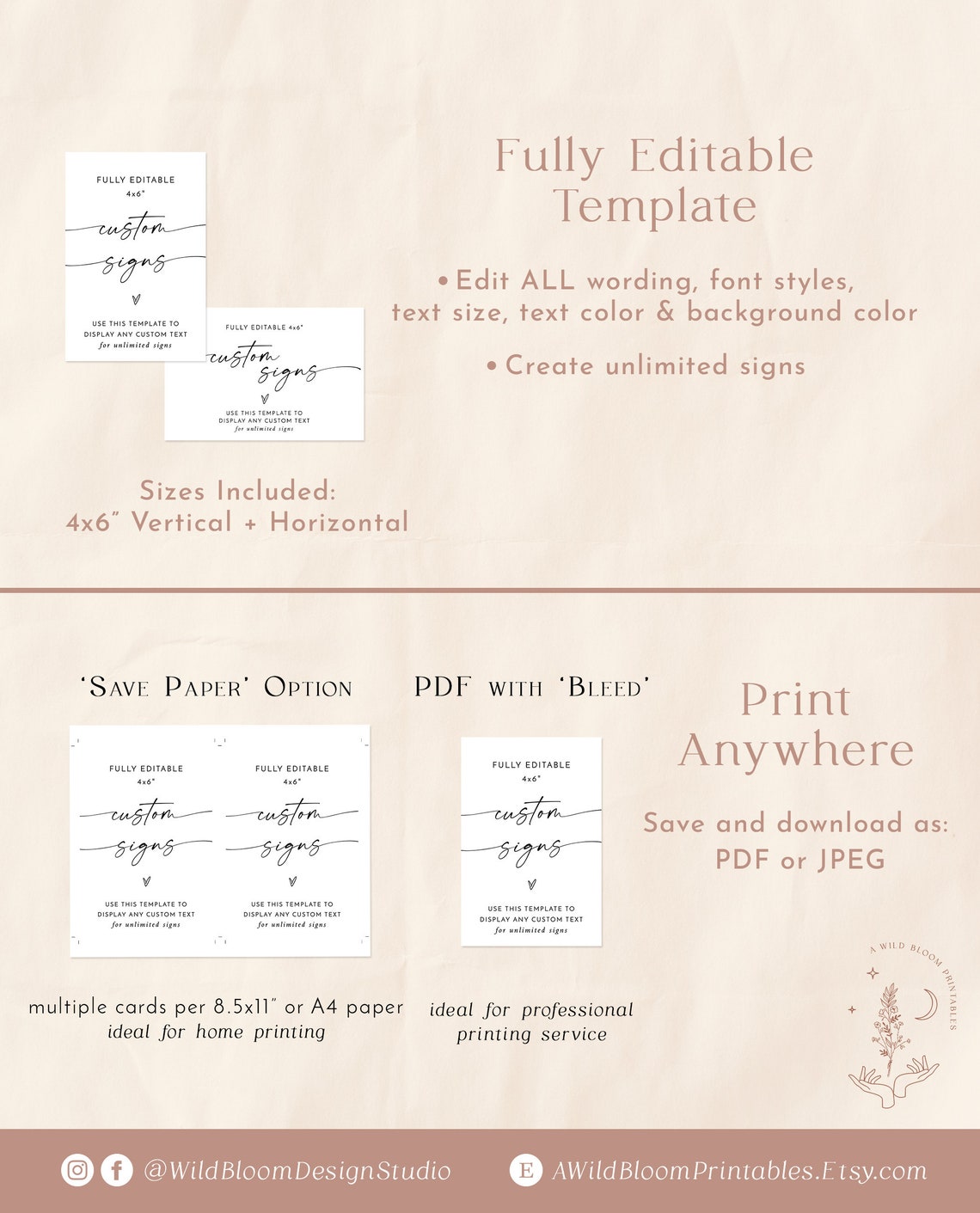 Minimalist Wedding 4x6 Sign Customizable Wedding - Etsy