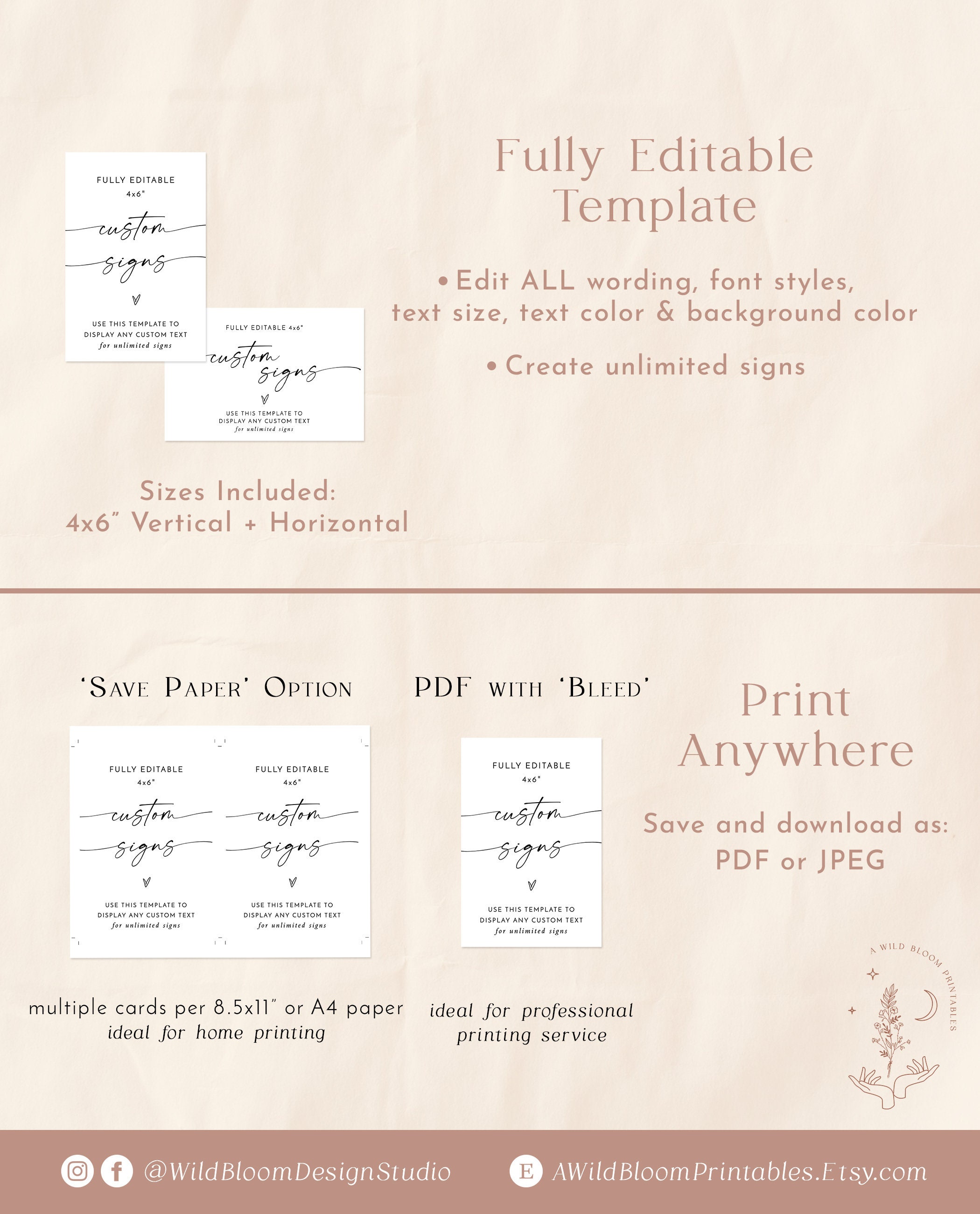 Minimalist Wedding 4x6 Sign Customizable Wedding - Etsy