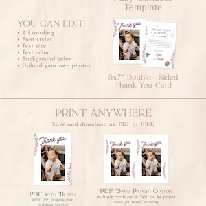 Baseball 1st Birthday Thank You Card, Photo Thank You Card, Rookie of ...