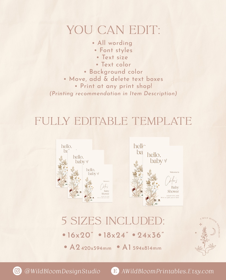 Boho Baby Shower Welcome Sign Neutral Shower Welcome Sign - Etsy