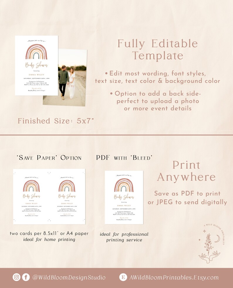 Rainbow Baby Shower Invitation Gender Neutral Shower Invite - Etsy