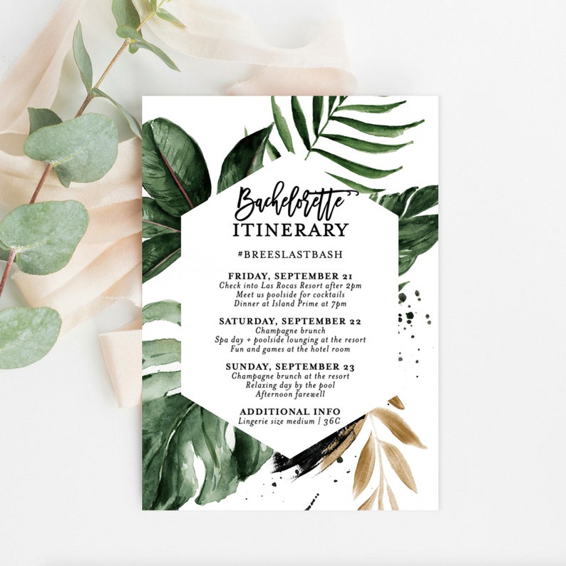 Editable Bachelorette Itinerary Template