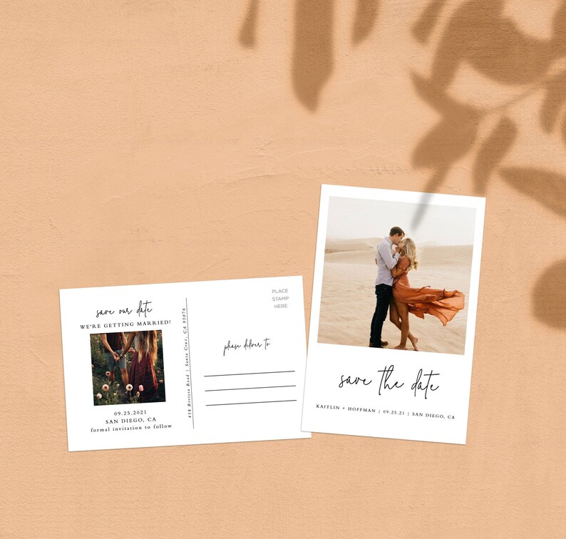 Photo Save The Date Postcard Template Polaroid Save The Date Etsy