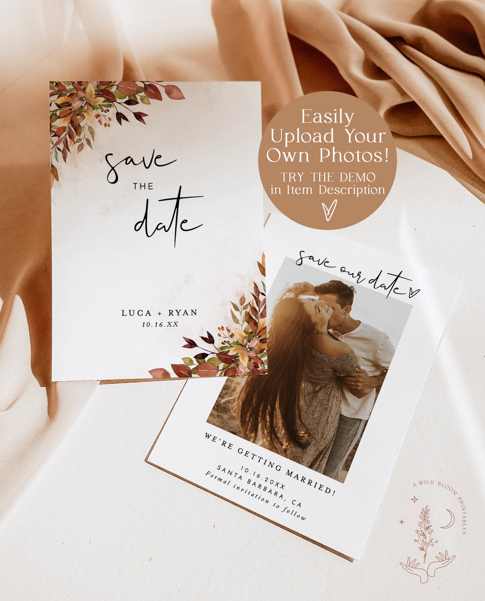 Fall Photo Save the Date Template Rustic Save the Date - Etsy