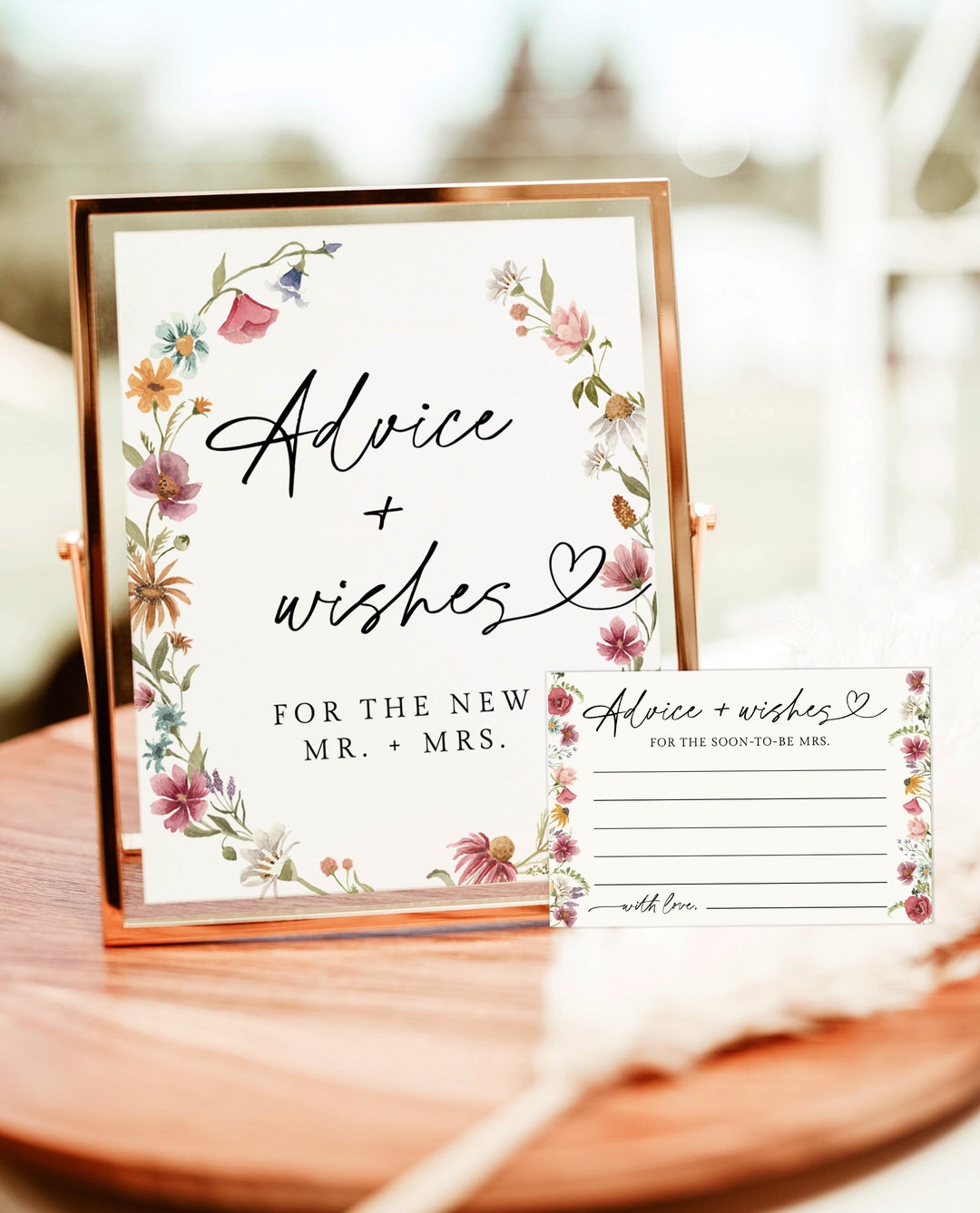 Advice & Wishes Sign, Wildflower Bridal Shower Advice Card, Advice for ...