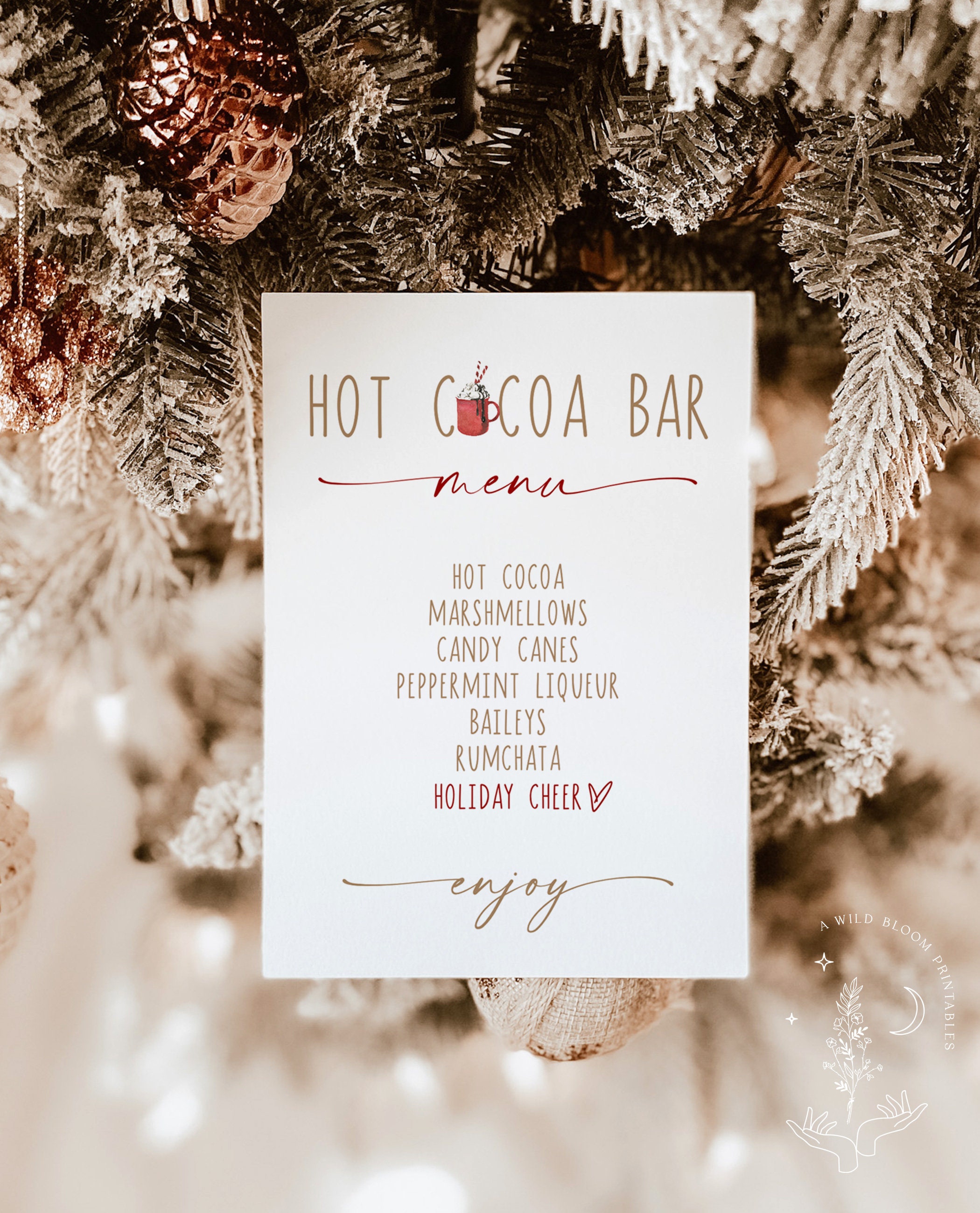 Hot Cocoa Bar Menu Sign Holiday Party Sign Hot Chocolate | Etsy