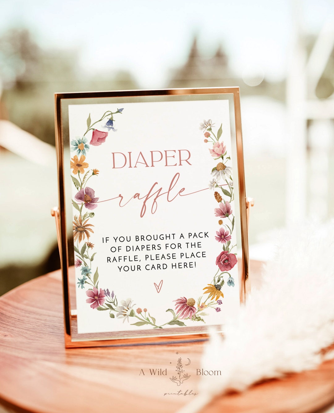 Wildflower Baby Shower Sign, Diaper Raffle Baby Shower Sign, Floral ...