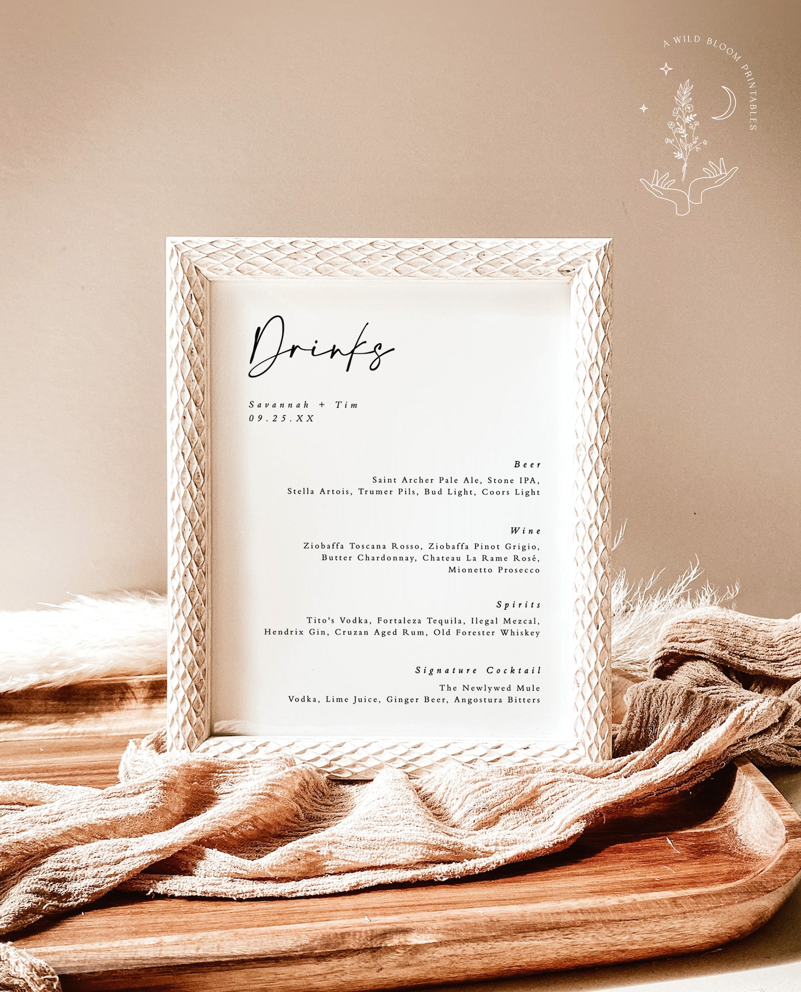 Minimalist Drink Menu Template Printable Cocktail Menu - Etsy