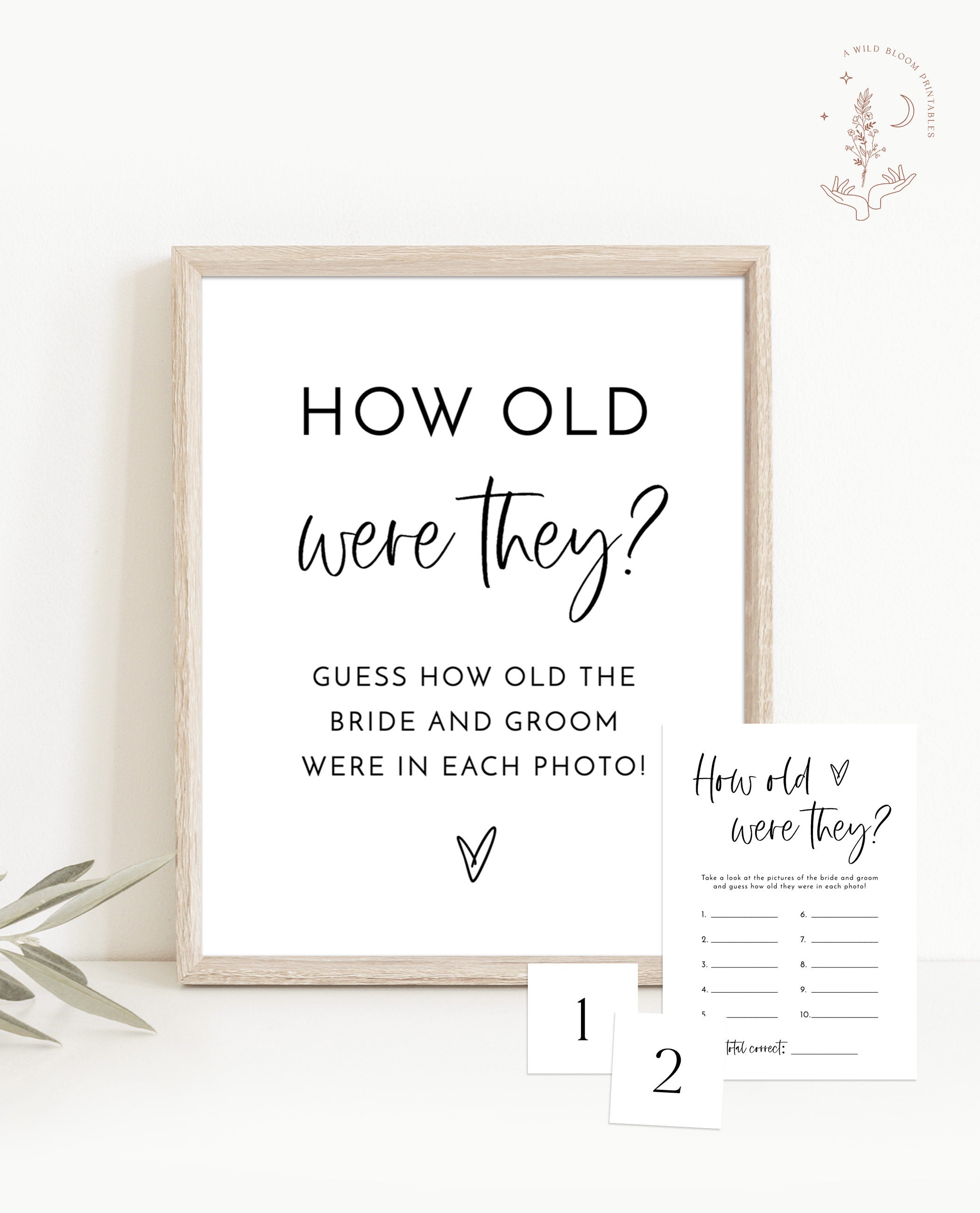 How Old Were the Bride and Groom Game, Guess, Minimalist Bridal Shower ...