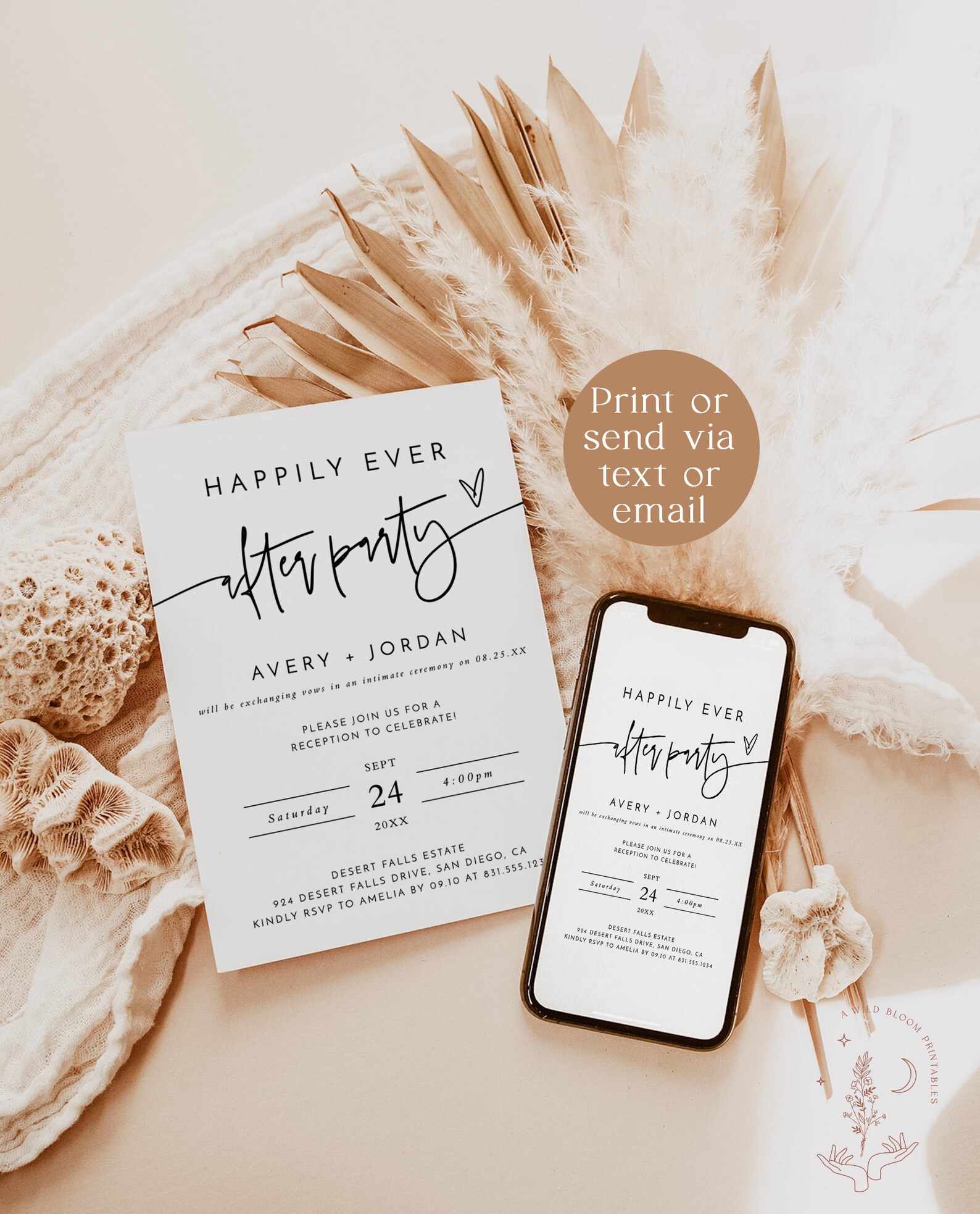 Reception Party Invitation, Happily Ever After Party Invite, Minimalist ...