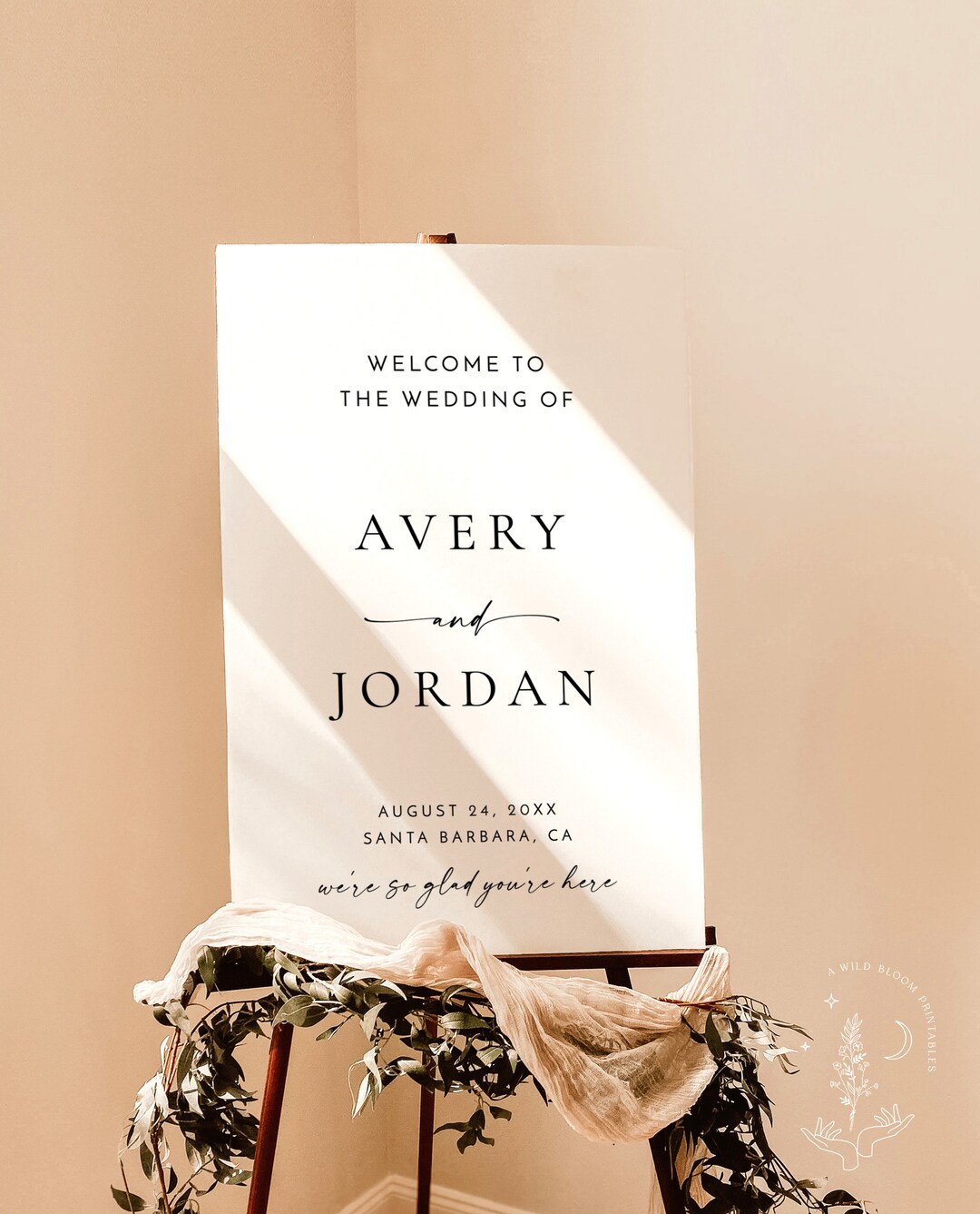Wedding Welcome Sign, Modern Minimalist, We're so Glad You're Here ...