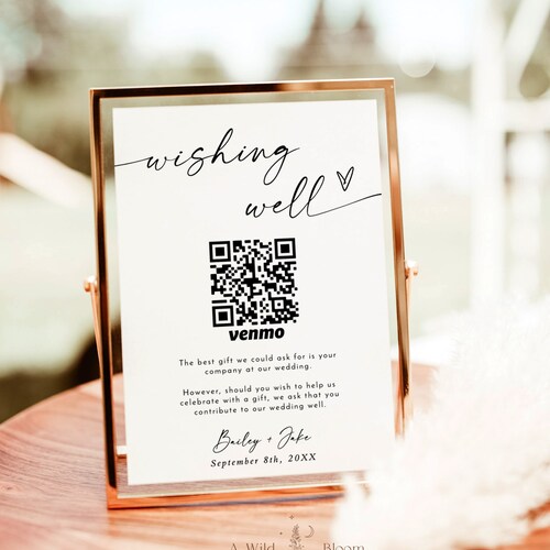 Wishing Well Sign Honeymoon Fund Card QR Wedding Fund - Etsy