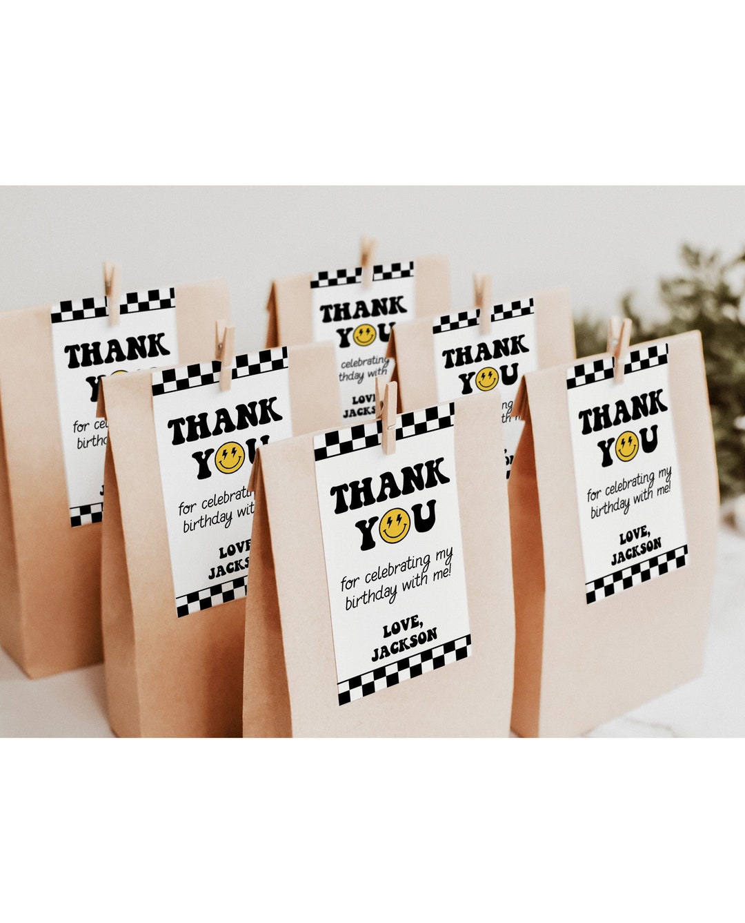 Smile Face Thank You Tag, First Birthday Thank You Tags, Boy Birthday ...