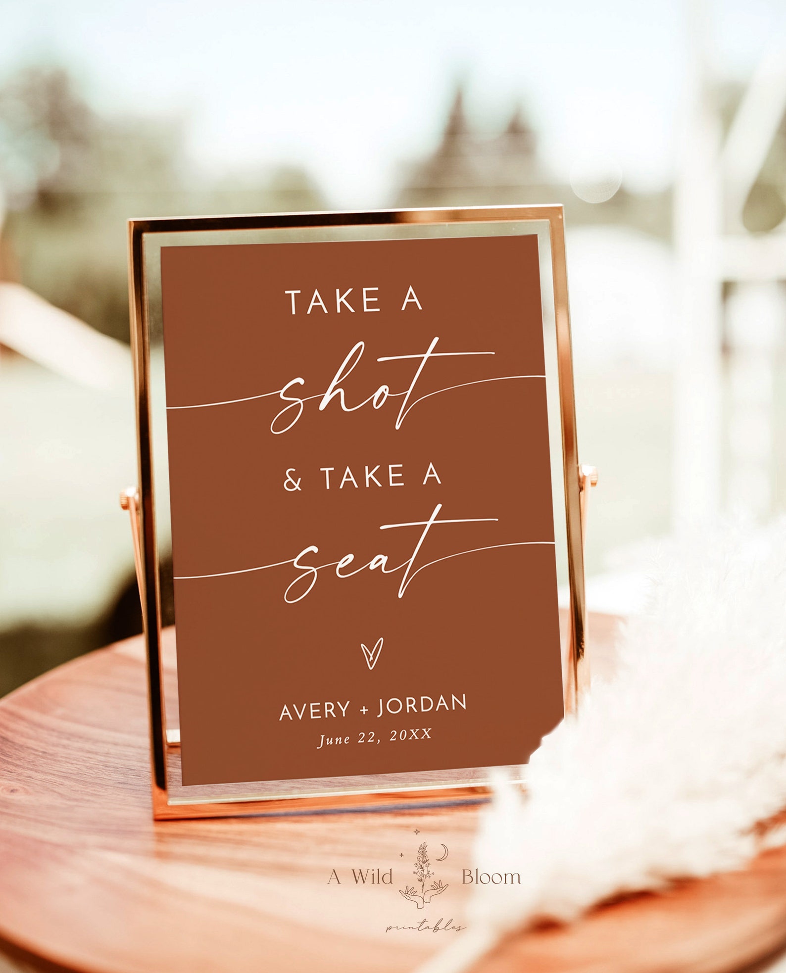 Take a Shot + Take Your Seat Sign, Drink Seating, Modern Fall Wedding ...