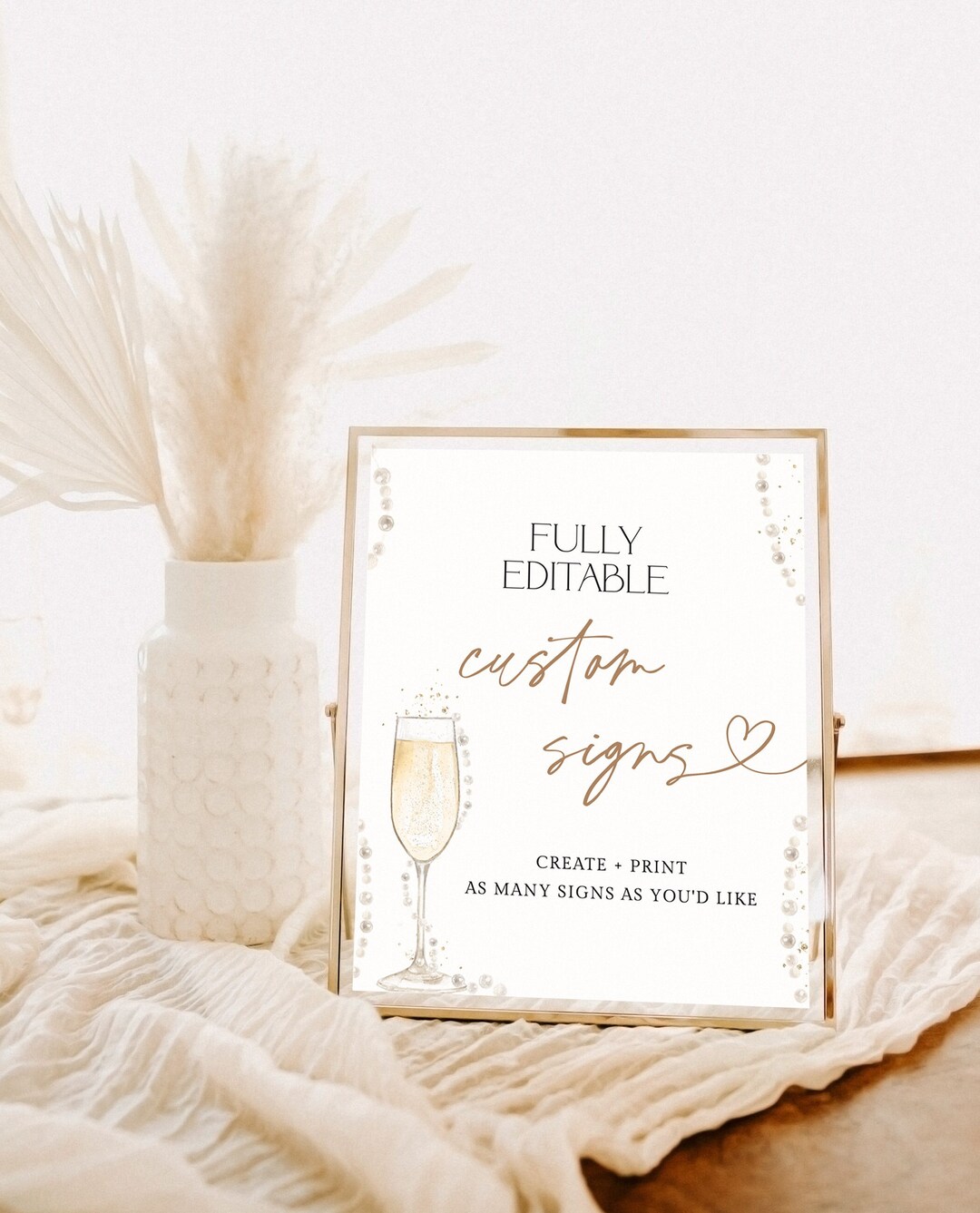 Pearls and Prosecco Bridal Shower Sign, Customizable Signage, Bridal ...