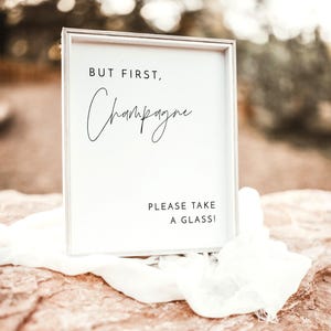 Printed + Shipped but First Champagne Sign, Modern Minimalist Wedding ...