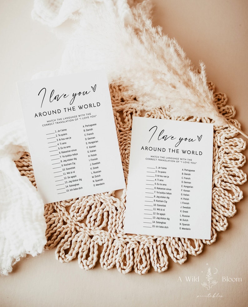 I Love You Around The World Game I Love You Language Game Etsy