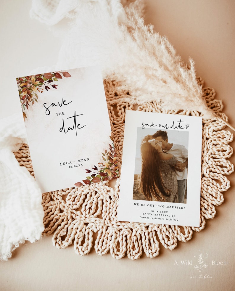 Fall Photo Save the Date Template Rustic Save the Date - Etsy