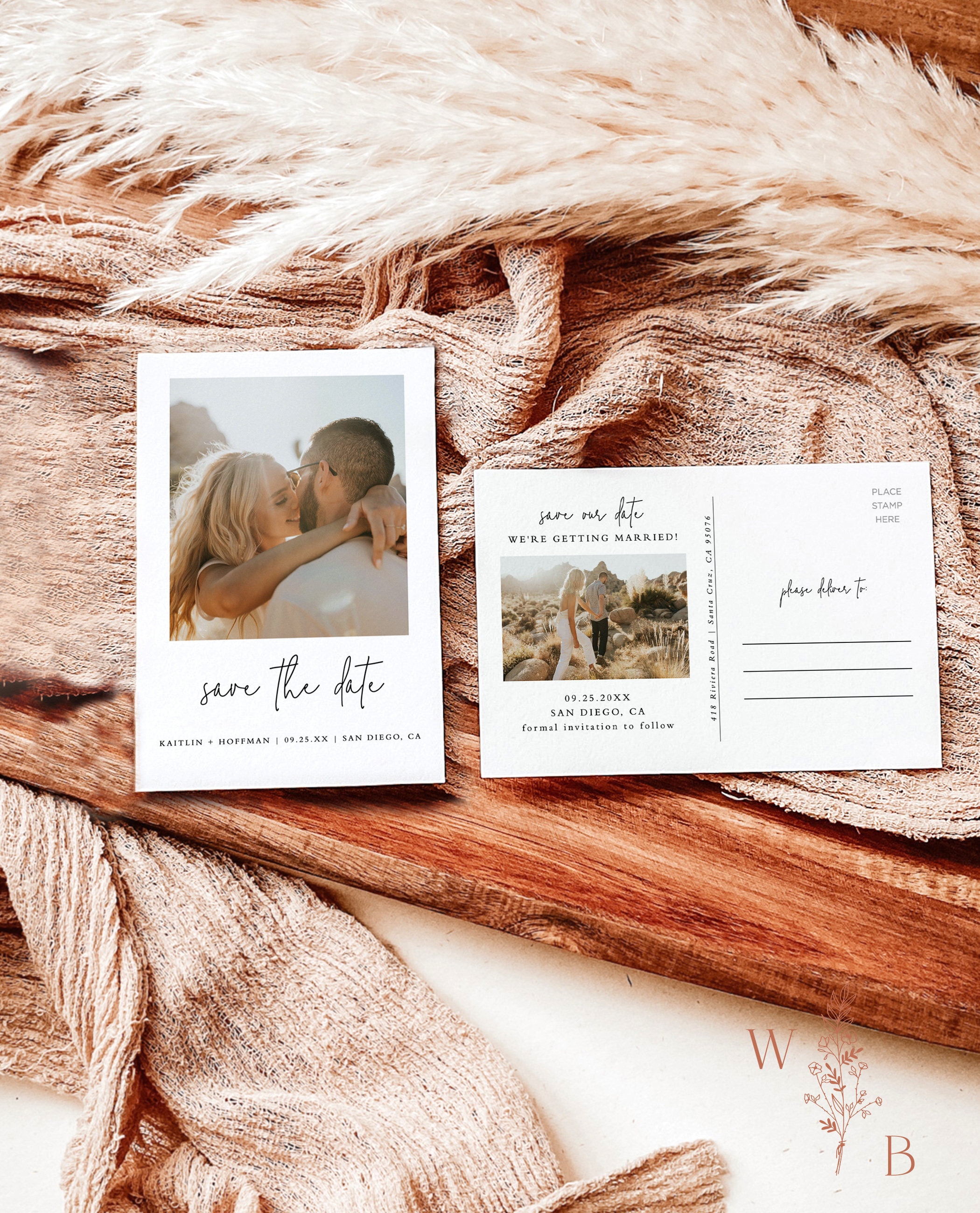 Vintage Postcard Save The Date Template