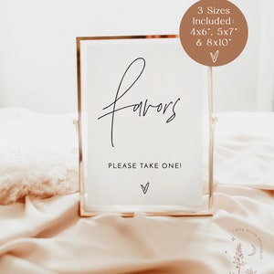 Modern Wedding Favors Sign Template, Minimalist, Boho Bridal Shower ...