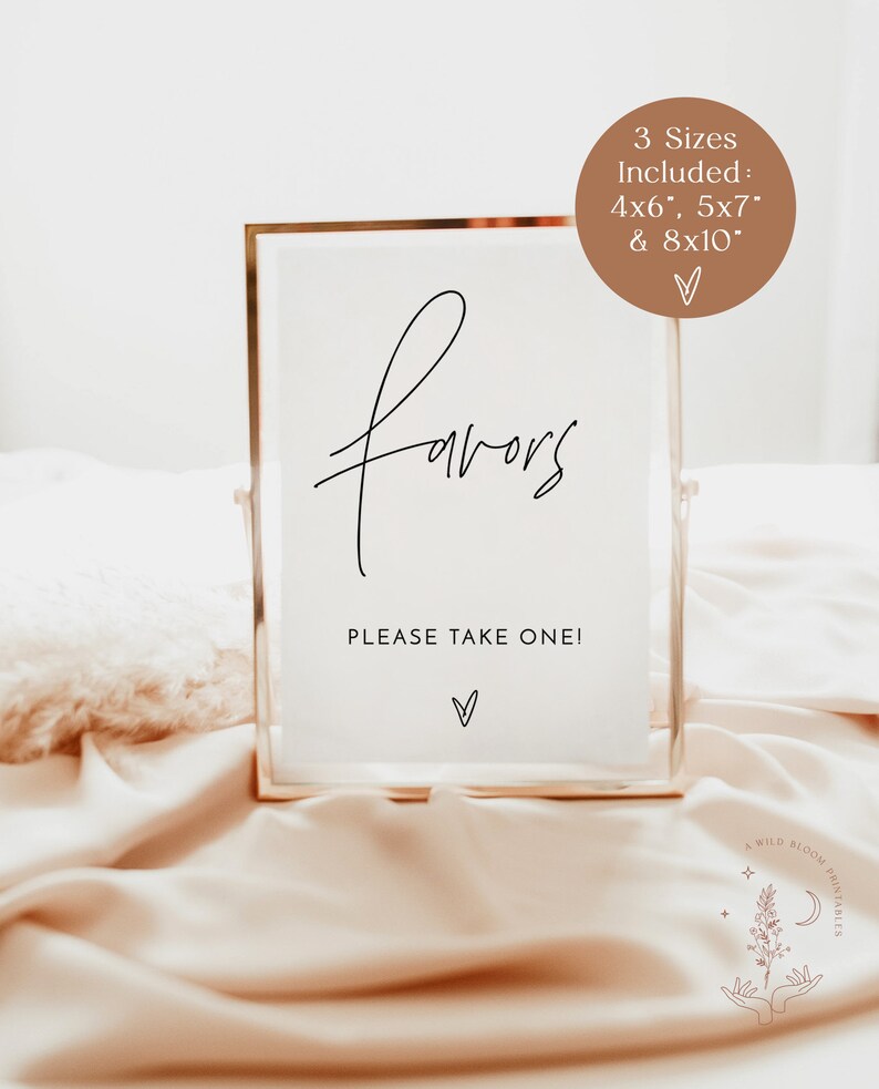 Modern Wedding Favors Sign Template, Minimalist, Boho Bridal Shower ...