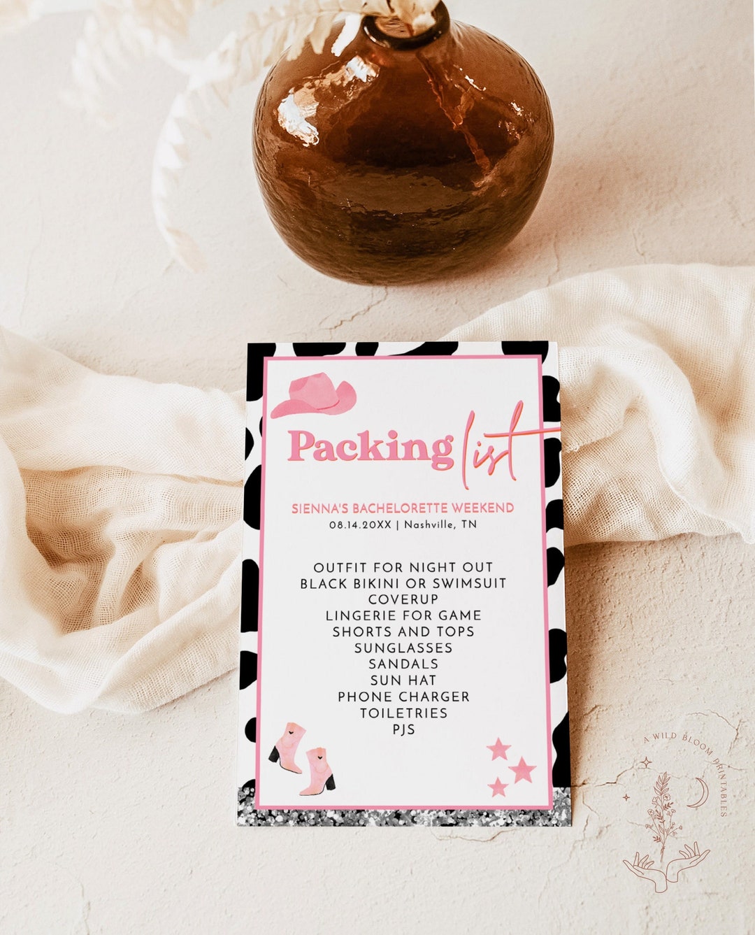 Bachelorette Party Packing List Template, Space Cowgirl Bachelorette ...