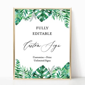 Tropical Custom Wedding Sign Template Editable Tropical Baby - Etsy