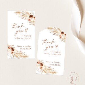 Boho Thank You Favor Tag, Boho Shower Tag, Terracotta Thank You Tag ...
