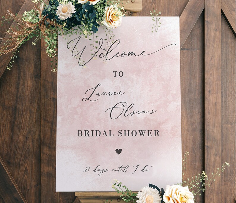Blush Welcome Sign Editable Template Blush Bridal Shower | Etsy
