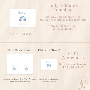 Rainbow Thank You Cards Template Editable Thank You Card | Etsy