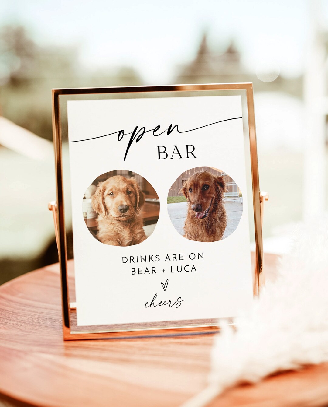 Open Bar Sign Template, Modern Minimalist Wedding Sign, Pet Photo Drink ...