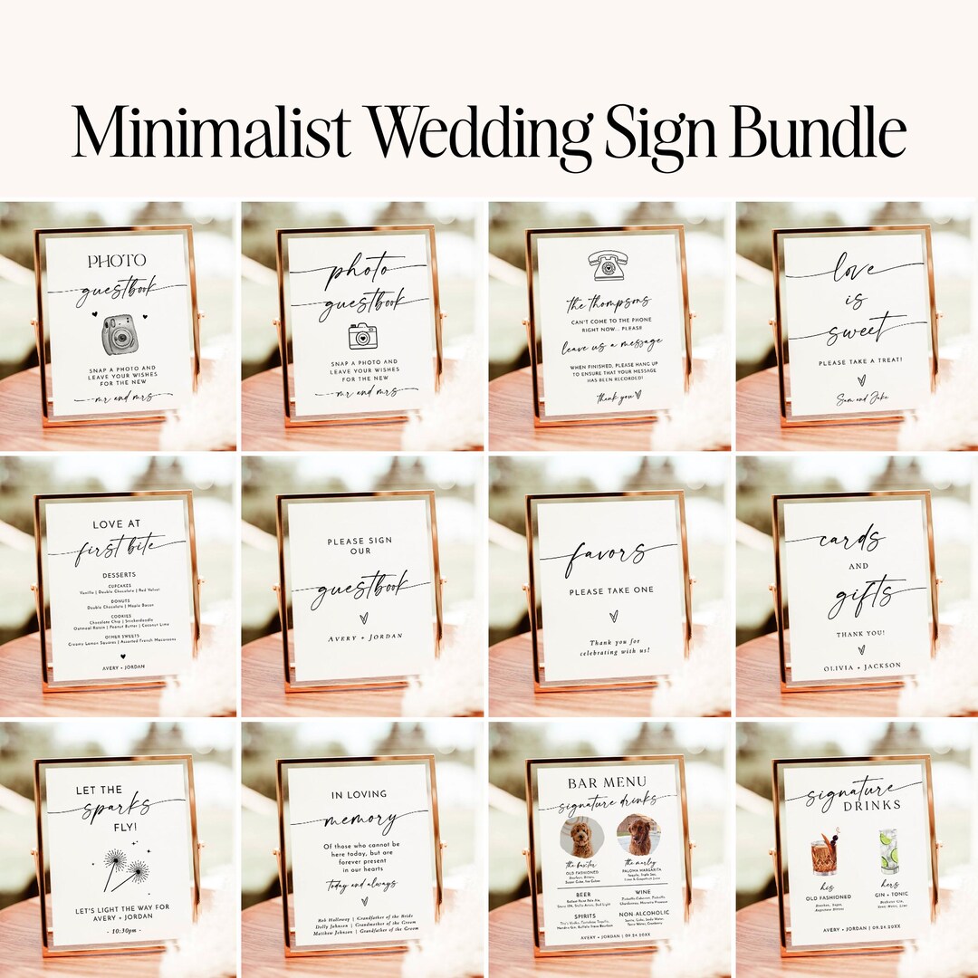 Wedding Sign Bundle, Minimalist, Modern Signs, Boho, Instant Download ...