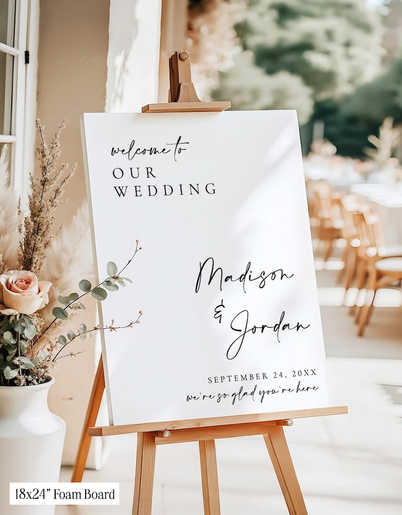 PRINTED + SHIPPED | Welcome to Our Wedding Sign | Modern Minimalist M5 ...