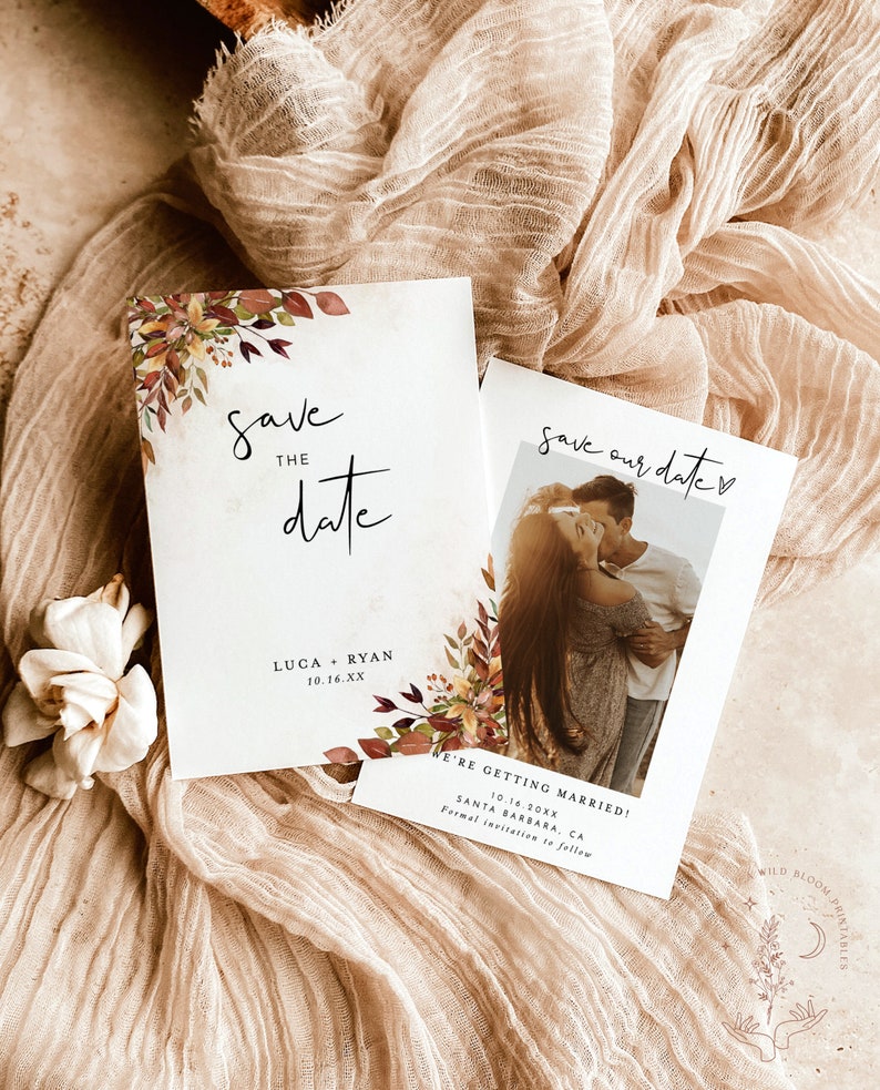 Fall Photo Save the Date Template Rustic Save the Date - Etsy