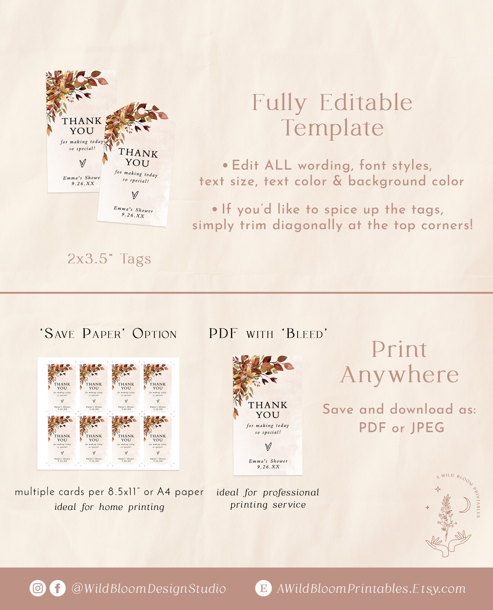 Fall Wedding Favor Tag Terracotta Favor Tag Rust Wedding - Etsy