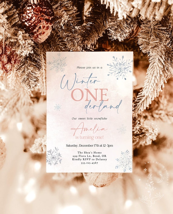 Winter Birthday Invite Template Winter Wonderland Birthday - Etsy