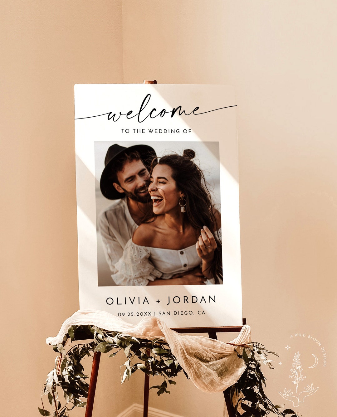 Photo Wedding Welcome Sign, Minimalist Wedding Welcome Sign, Modern ...