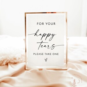 Happy Tears Sign Template, Wedding Tissues Sign, Modern Minimalist ...