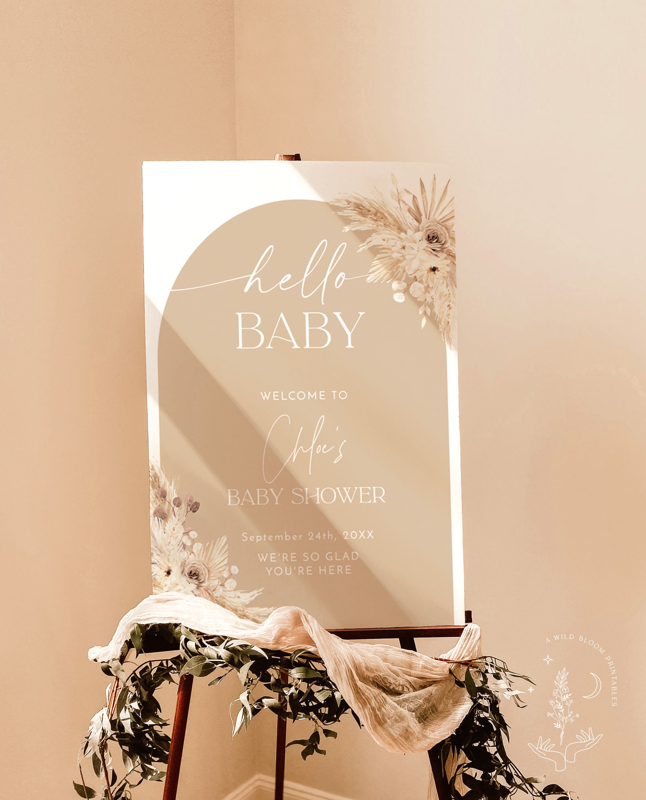 Boho Baby Shower Welcome Sign Template Neutral Shower - Etsy